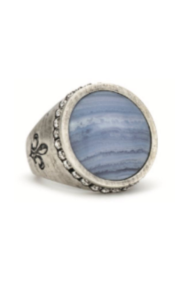 Swarovski Signet Ring Blue Lace Agate – shoprodeodrive